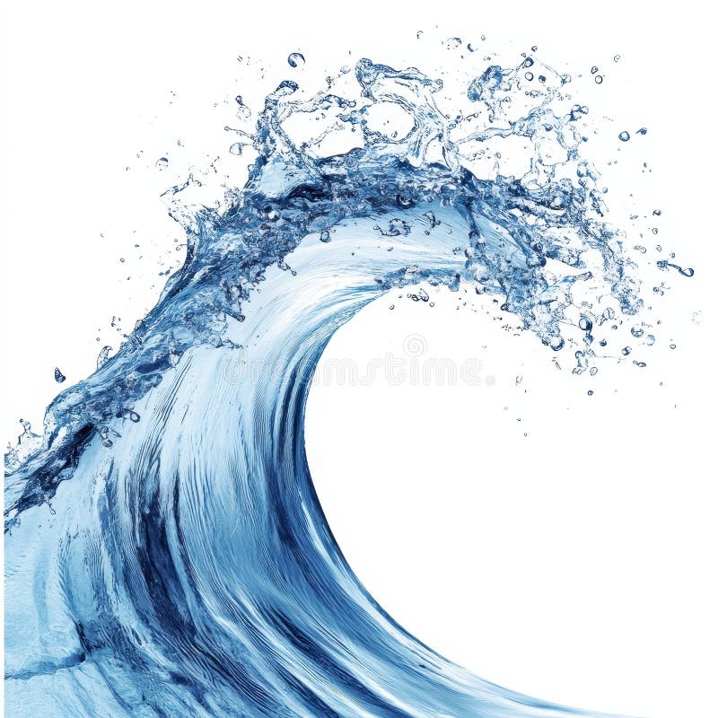 Wave-shaped Water Splash on White Background Stock Illustration ...