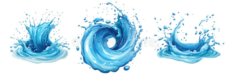 Water Splashes and Waves, Dynamic Blue Water Forms, Showcasing Splashes ...