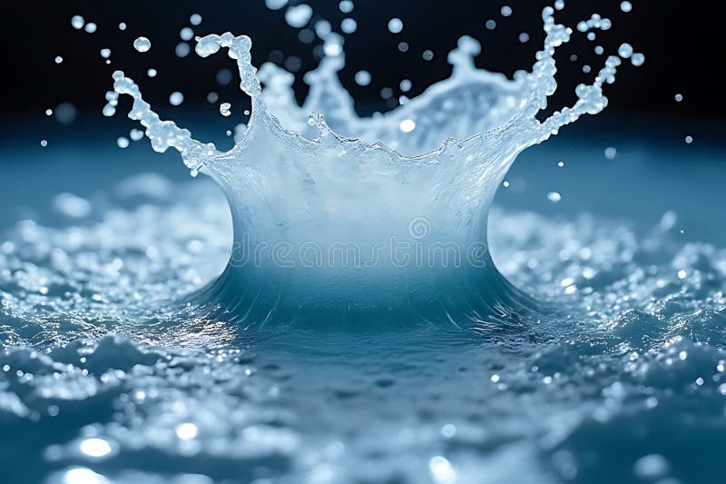 Water Splashing Action Underwater Close-up Liquid Dynamics Blue ...