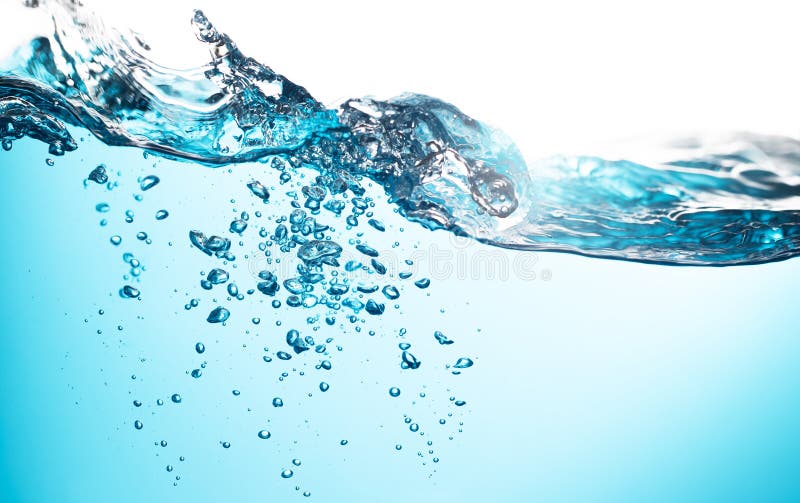 Water Splashing. Air Bubbles Float Up. Water Wave, Blue Water Textured ...