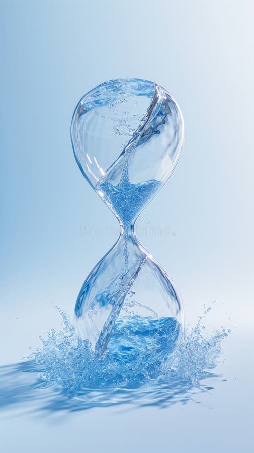 Water Splashing Around Hourglass Indicates Passing Time in an Animated ...