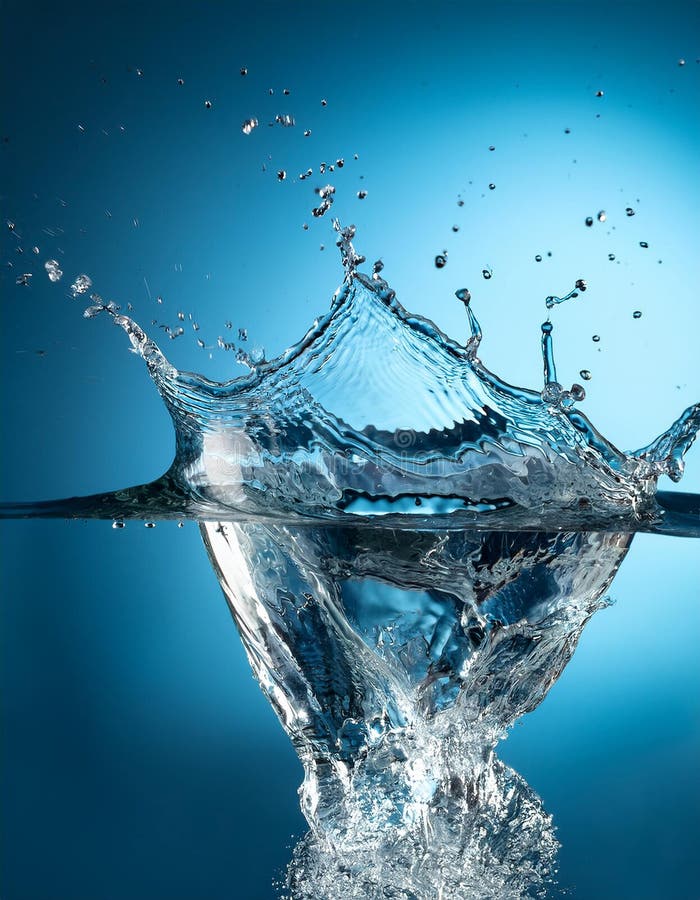 Water Splashing on Blue Background Stock Illustration - Illustration of ...