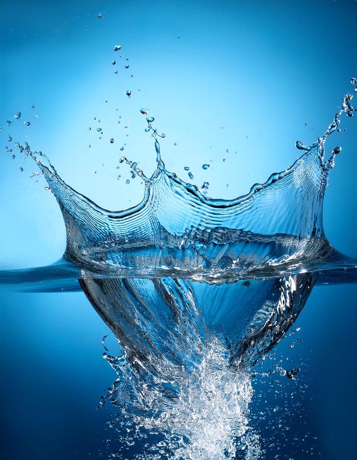 Water Splashing on Blue Background Stock Illustration - Illustration of ...