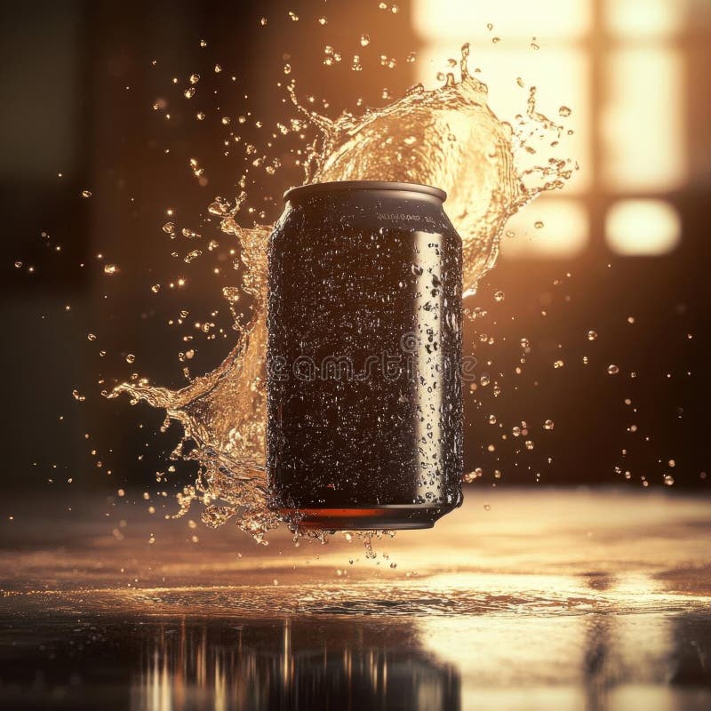 Water Splashing on a Can stock illustration. Illustration of design ...