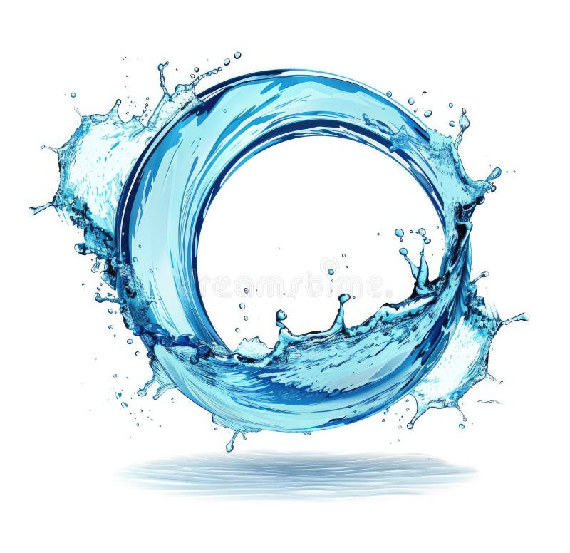 Water Splashing in a Circular Shape on a White Background Stock Image ...