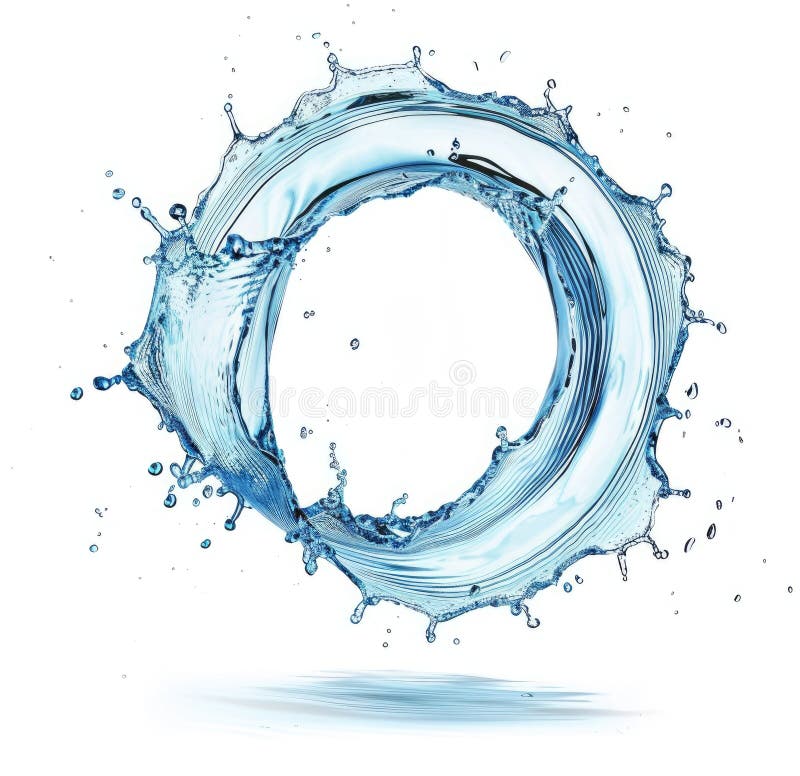 Water Splashing in a Circular Shape on a White Background Stock Image ...