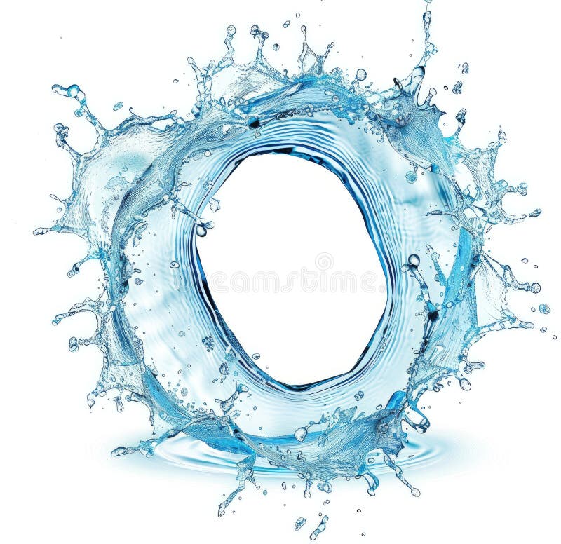 Water Splashing in a Circular Shape on a White Background Stock Image ...