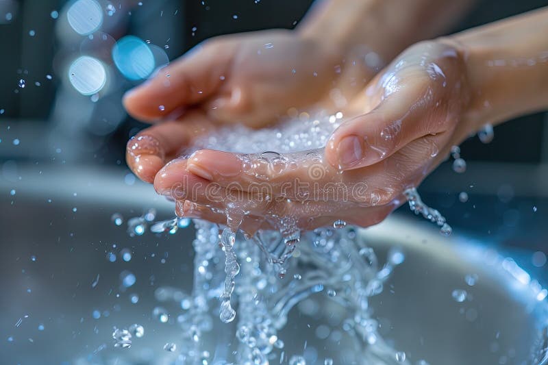 Water Splashing from Female Hands, Closeup of Hands Holding Water Stock ...