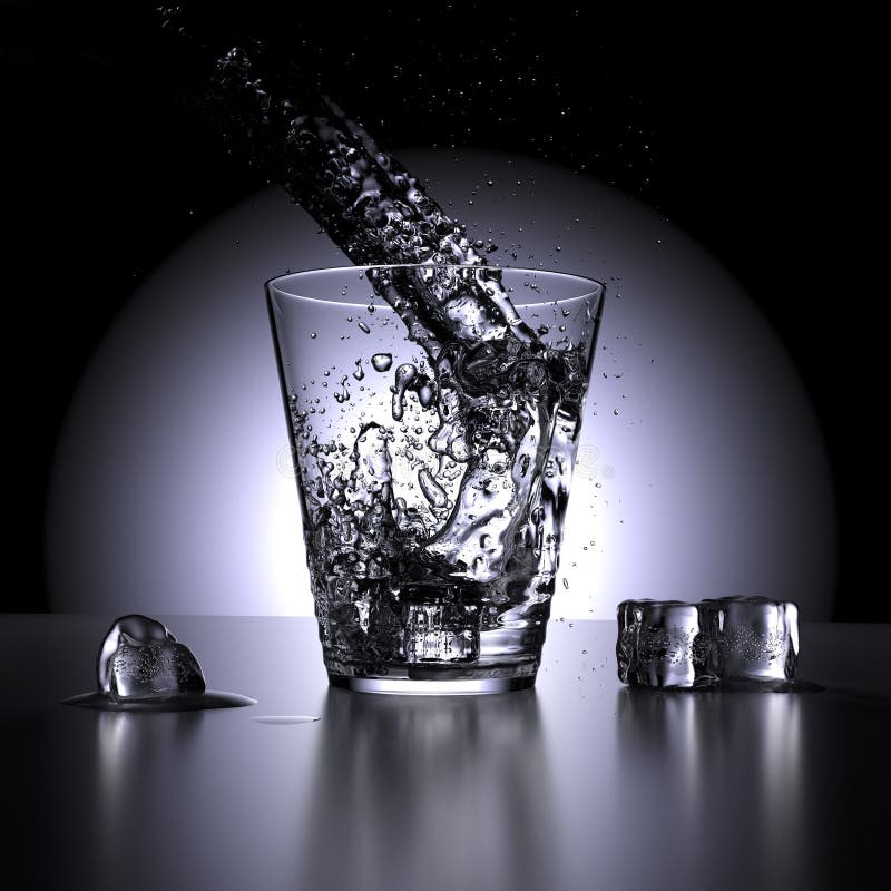 Water Splashing in a Glass of Water (low Point of View) Stock ...