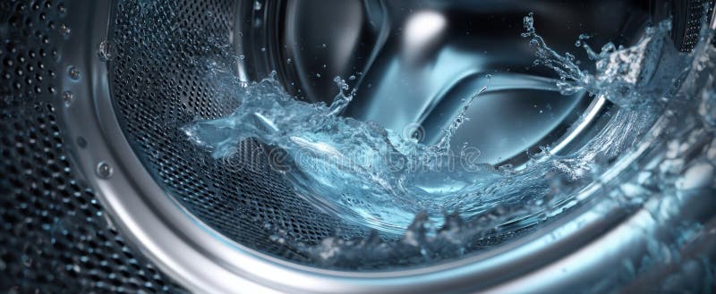 Water Splashing Out of the Washing Machine Drum, in a Closeup View ...