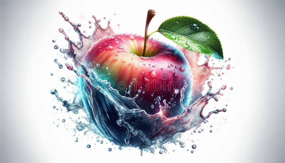 Water splashing onto apple stock illustration. Illustration of ...