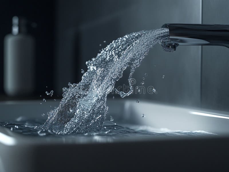 Water Splashing Out of the Faucet, Stock Image - Image of reflection ...