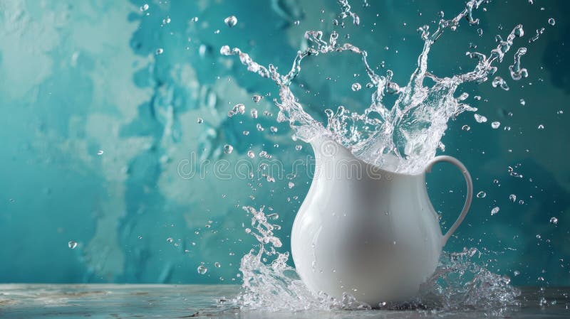 Water Splashing Out of White Ceramic Pitcher Stock Image - Image of ...