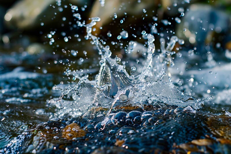 Water Splashing on Rocks in a Stream Stock Photo - Image of splashing ...