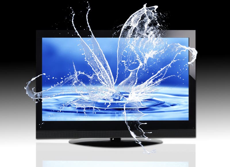 Water Splashing from a Screen Stock Illustration - Illustration of ...