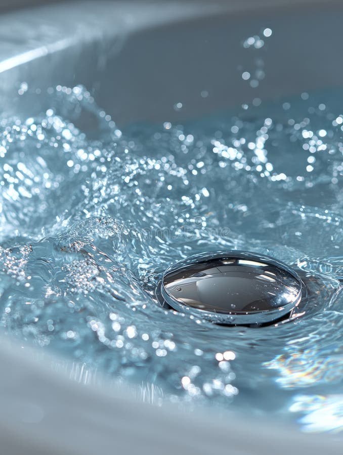 Water Splashing in a Sink with Visible Ripples. Stock Photo - Image of ...