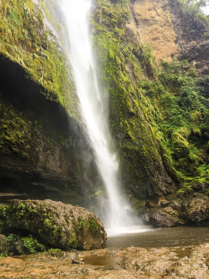 EL CHORRO WATERFALL UP CLOSE, ECUADOR Stock Image - Image of breathe ...
