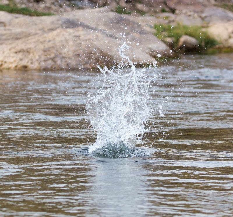 Water Splashing from a Stone in the River Stock Photo - Image of ...