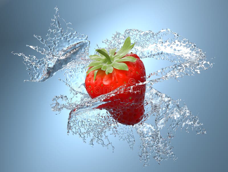 Water Splashing on a Strawberry Stock Illustration - Illustration of ...