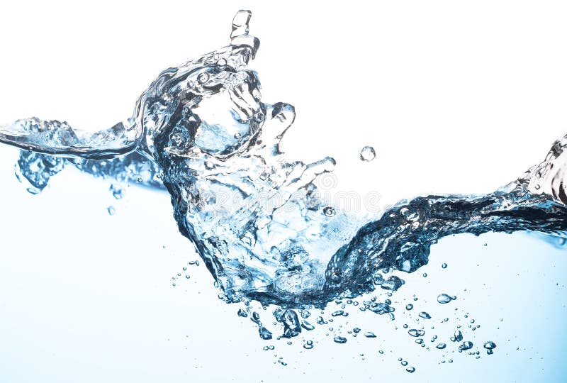 Water Splashing, Water Wave, Pure Water Drinking. Clear Water on White ...