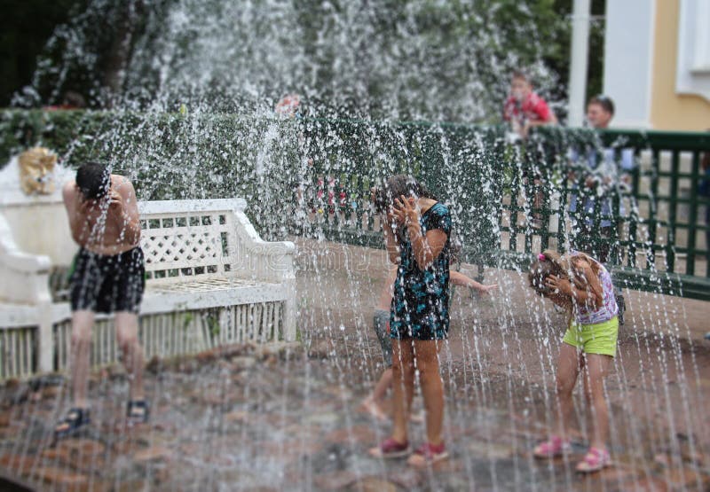 Water Spray of the Fountain, the Fun Editorial Photography - Image of ...