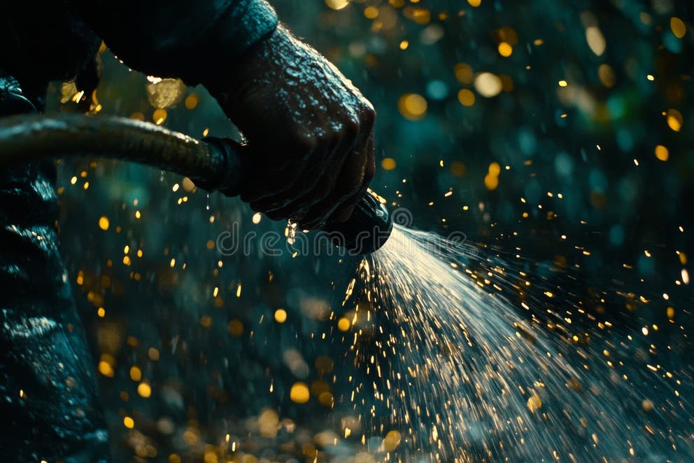 Water is Sprayed by a Firefighter on a Fire Hydrant As Part of ...