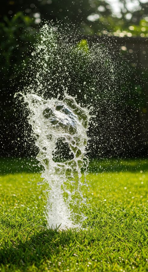 Water Spraying on Green Grass in Sunlight Stock Illustration ...