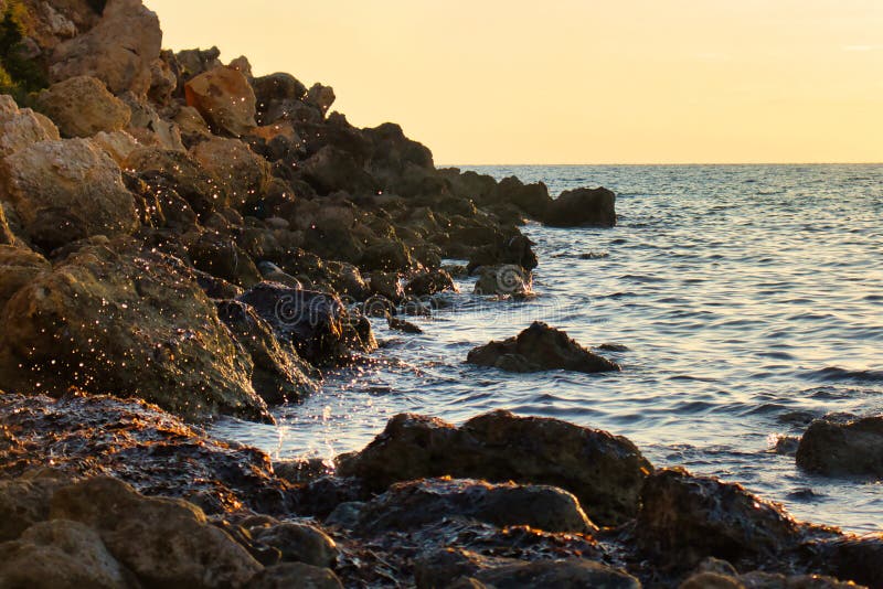 Water Spraying Over the Rocks at Golden Bay Stock Image - Image of ...