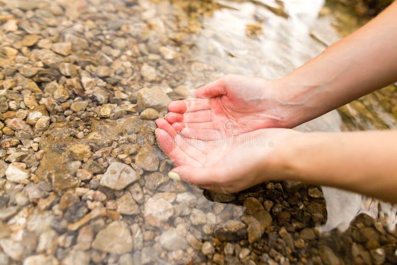 Water in the Spring in the Hands Stock Photo - Image of life, cool ...