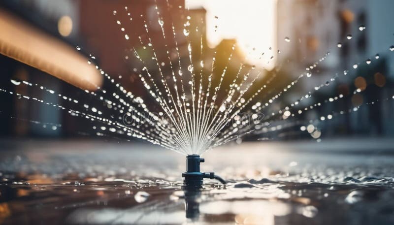 Water Sprinkler in the Summer Stock Illustration - Illustration of ...