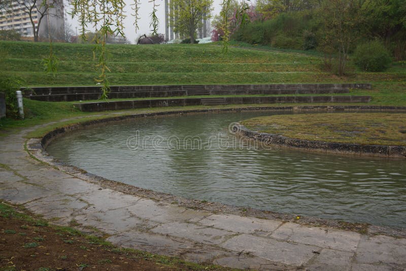Water Stage in the Park Pond Stock Image - Image of botanic, backyard ...
