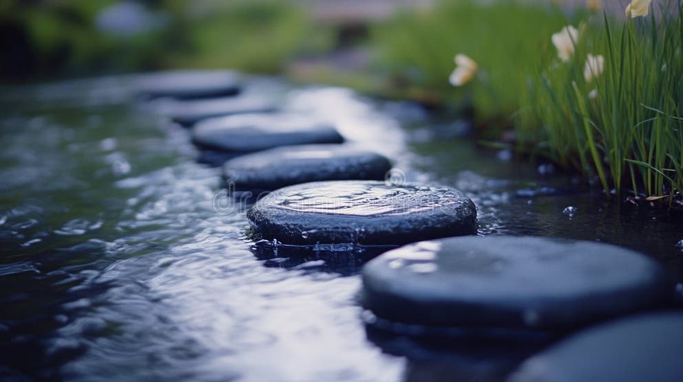 Water stepping stones stock photo. Image of solitude - 388614526