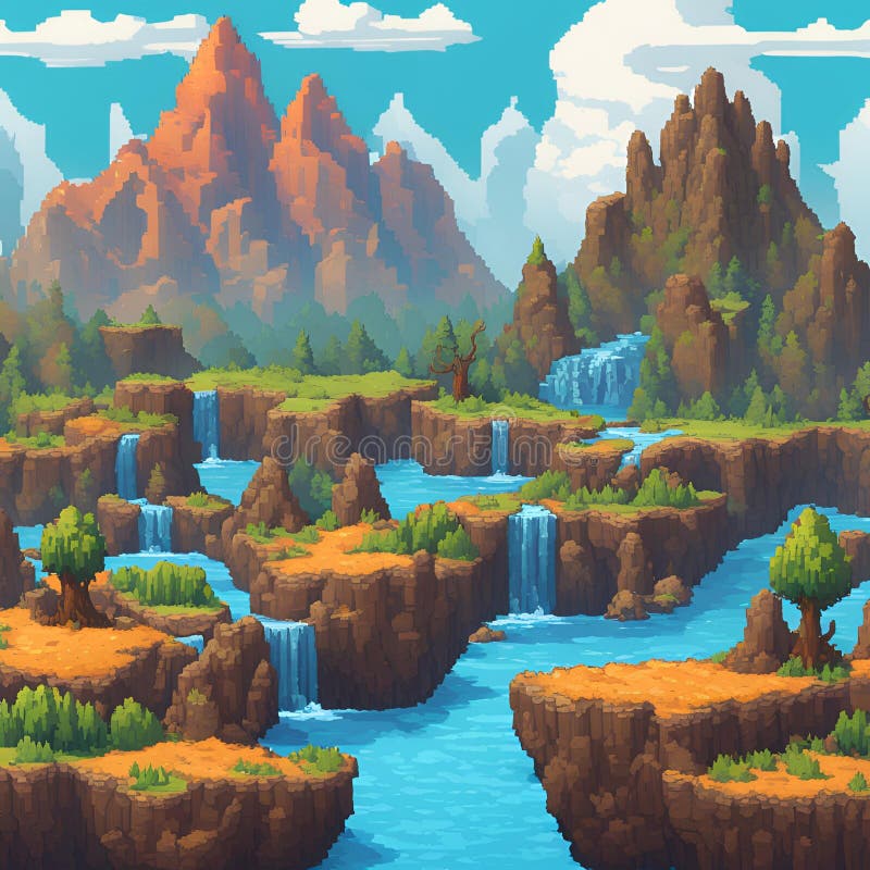 Pixel Art Fantasy Map for Game Rpg Stock Illustration - Illustration of ...