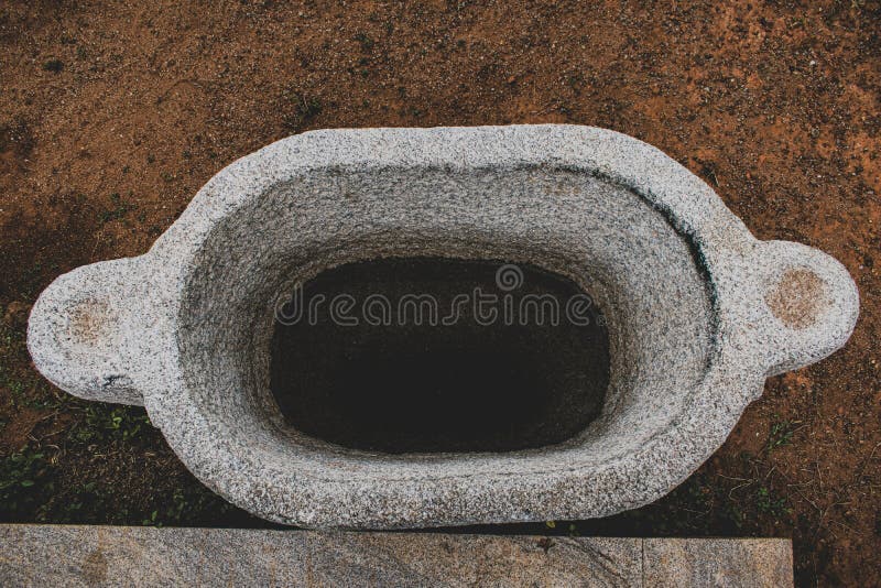 Water Storage Basin Made of Stone,top View with Partially Filled Water ...