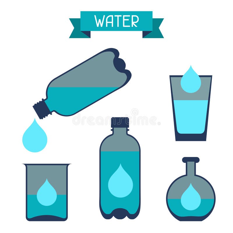Water Storage Capacity Icons in Flat Design Style Stock Vector ...