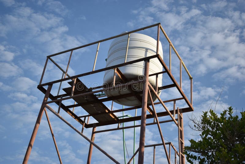 Water Storage Container on a Small Tower Stock Photo - Image of ...