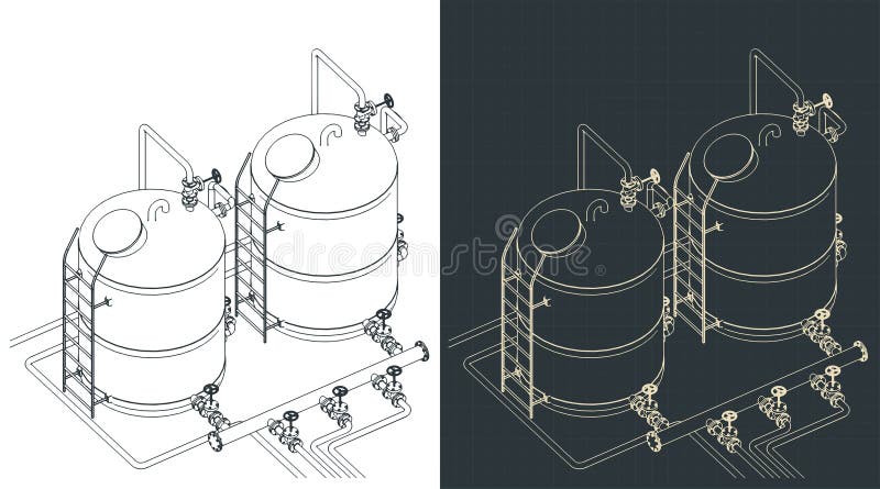 Water Storage Tanks Blueprints Illustrations Stock Vector ...