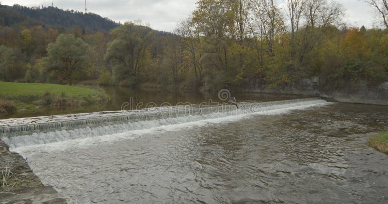Water Stream Falling Down Over Stone Cascade. River Water Flowing Down ...