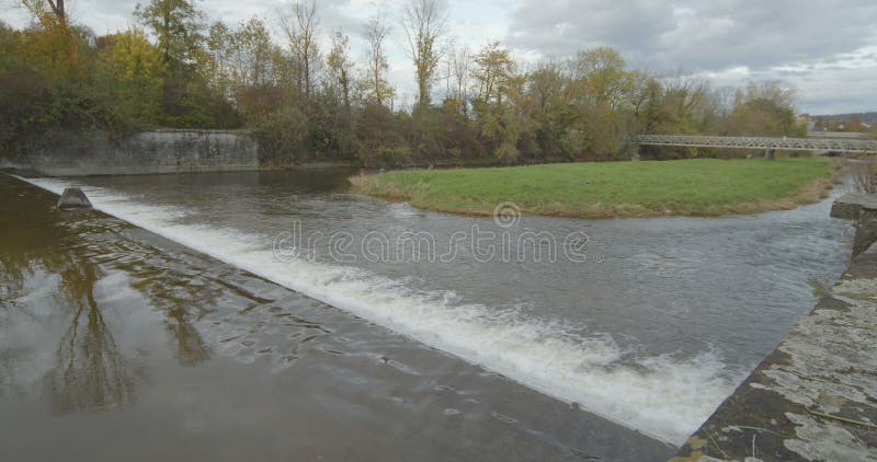 Water Stream Falling Down Over Stone Cascade. River Water Flowing Down ...