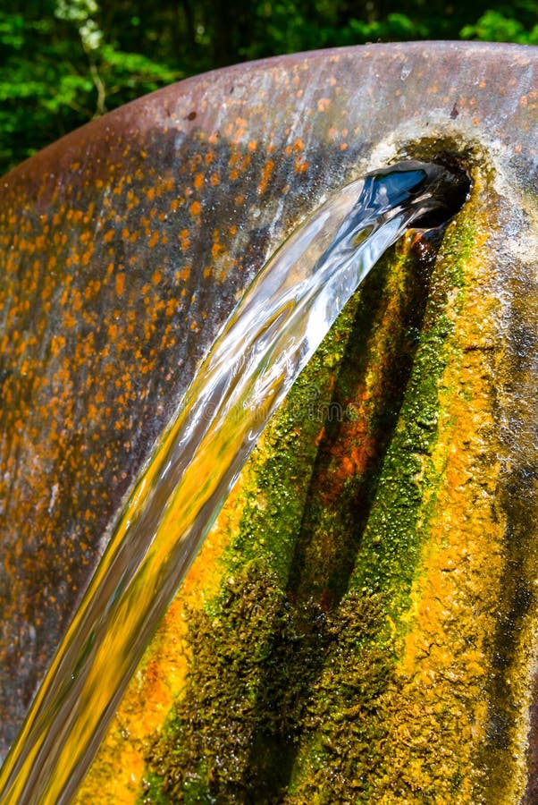 Water Stream Flow from a Barrel Stock Photo - Image of outdoor, source ...