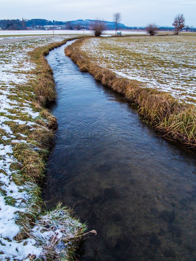 Stream with Flowing Water Under the Bridge Stock Image - Image of stone ...