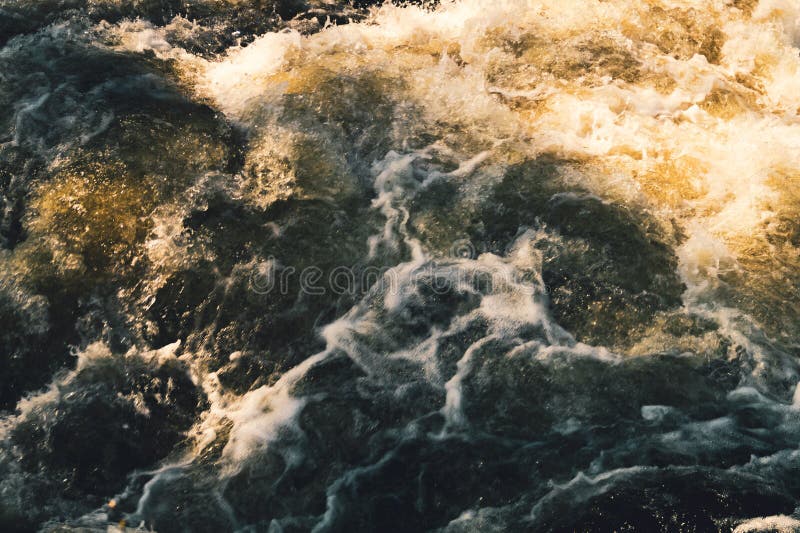 Water Stream with Foam. Falling River Water. Waterfall Flow. Abstract ...