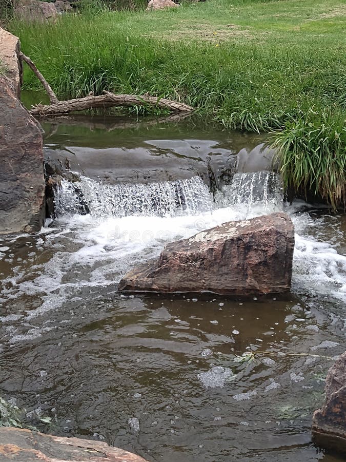A Water Stream with a Little Waterfall Stock Photo - Image of little ...
