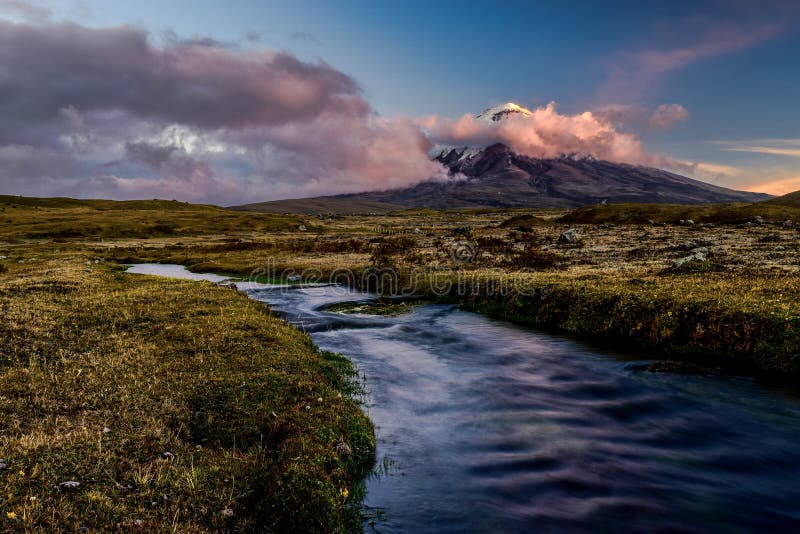 Sunset Mountain Stream and Meadow Stock Image - Image of nature ...
