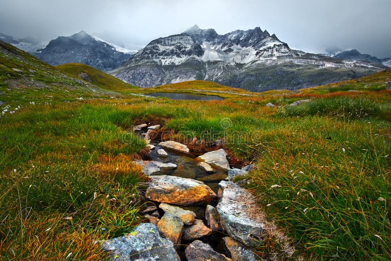 Water Stream Mountain Landscape Stock Image - Image of stone, cliff ...