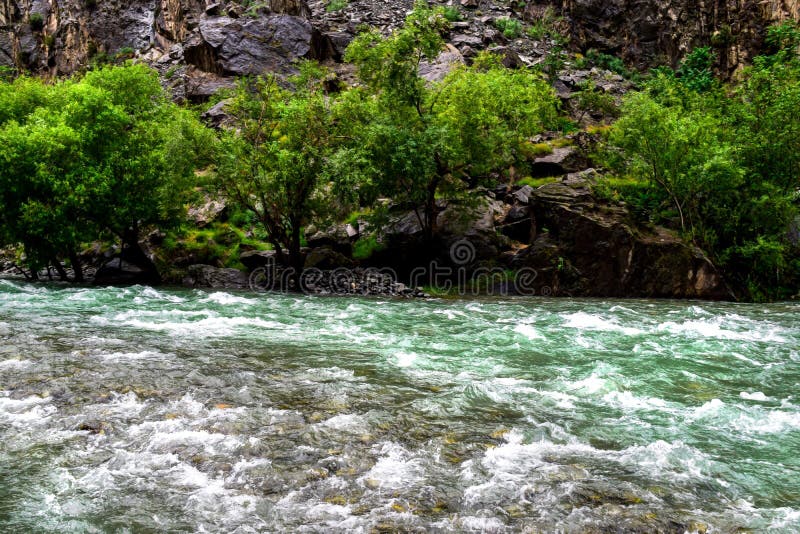 Water Stream on Mountain Top View Stock Photo - Image of blurry ...