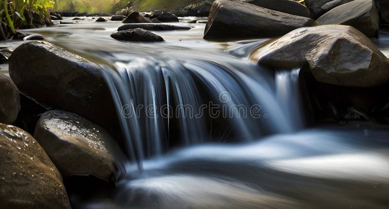 Water stream in the river stock illustration. Illustration of river ...