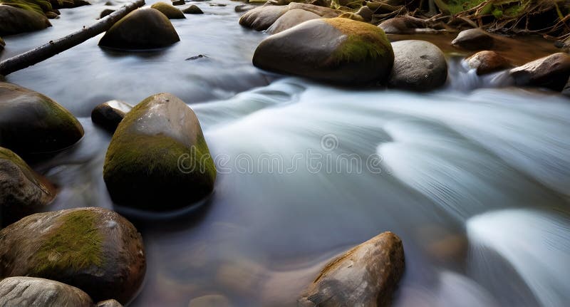 Water stream in the river stock illustration. Illustration of summer ...