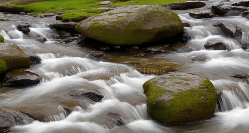 Water stream in the river stock illustration. Illustration of beautiful ...