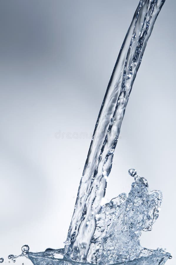 Water Stream with Splash on White Stock Image - Image of flowing ...